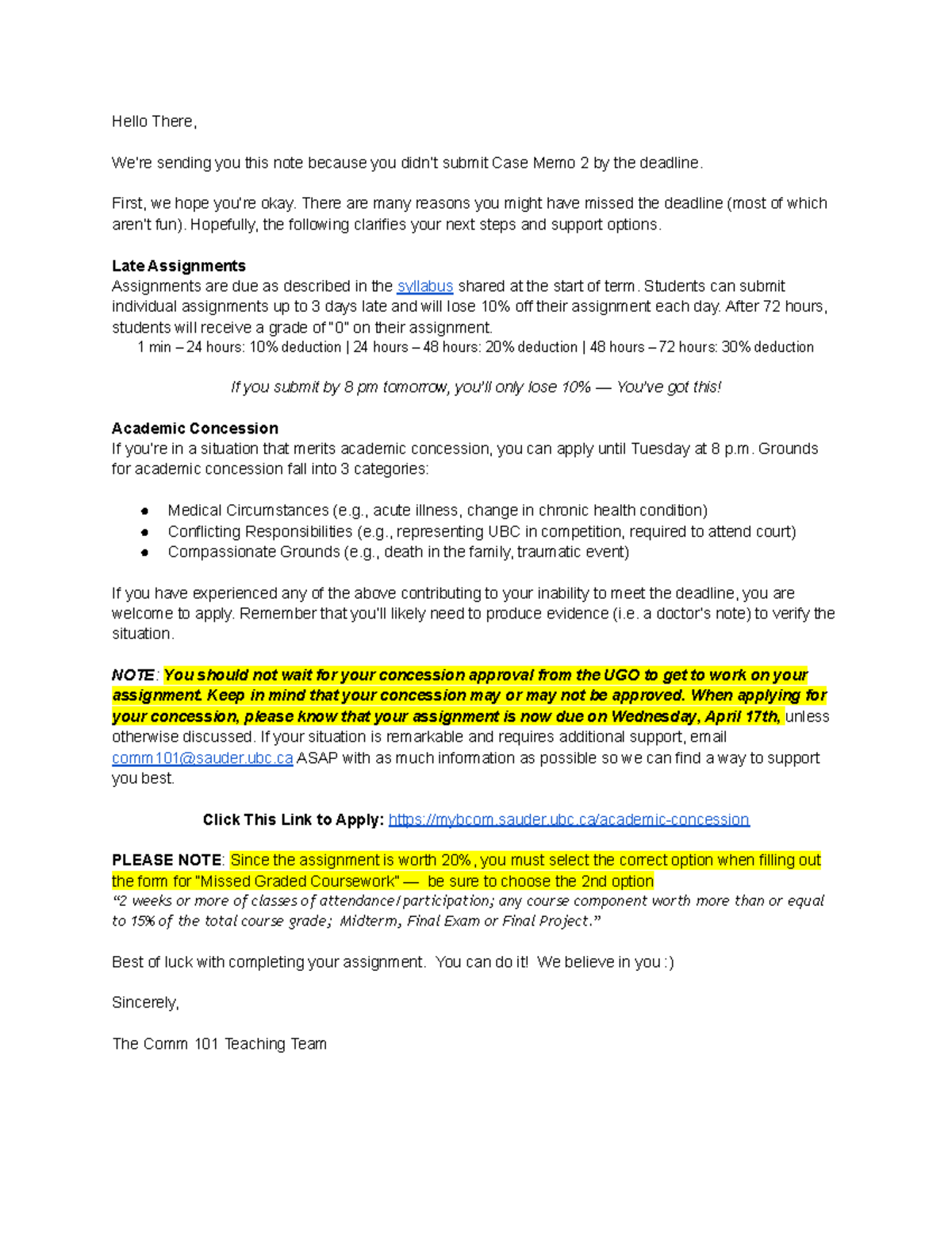 No Submission Note for Case Memo 2 - Hello There, We’re sending you ...