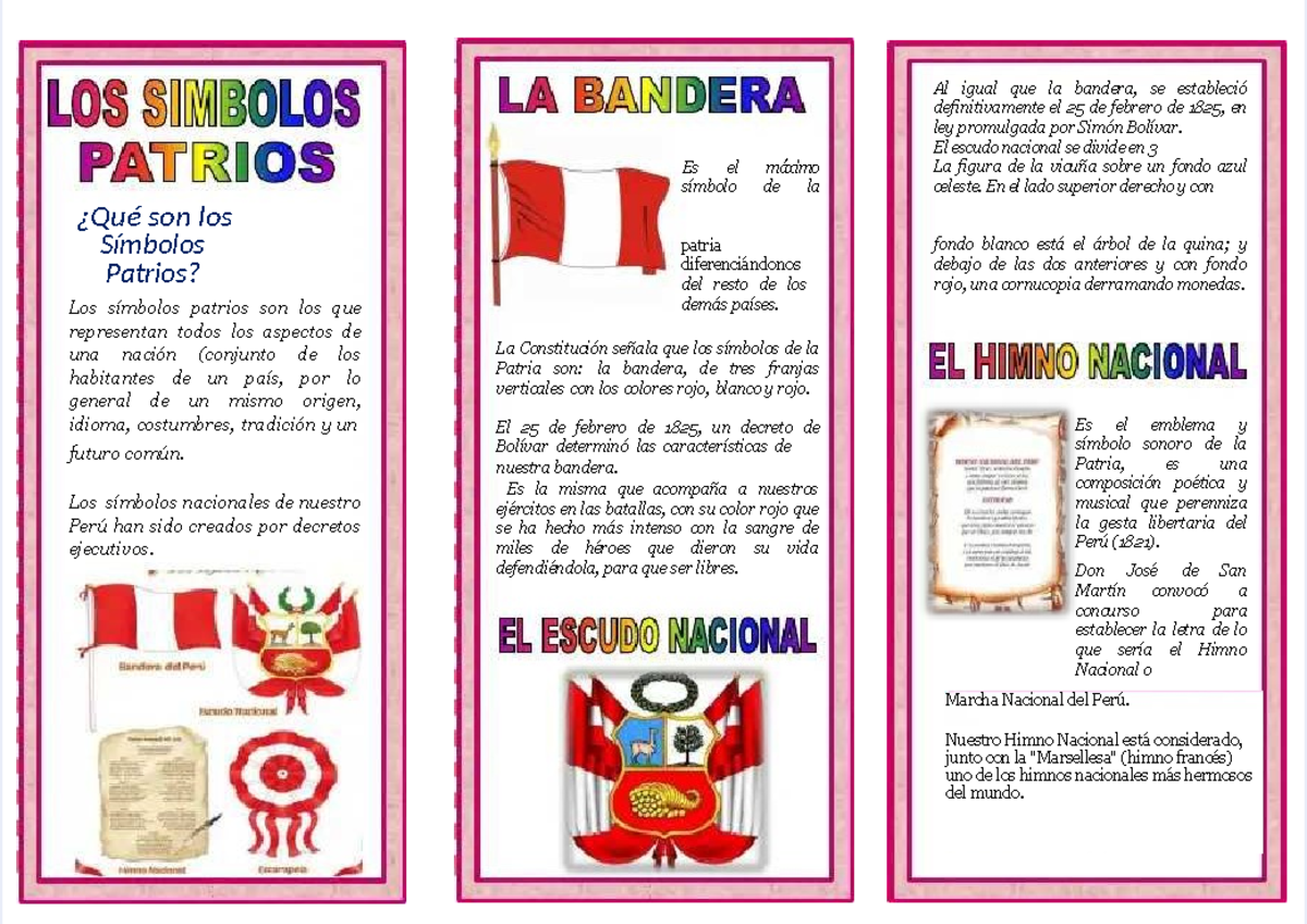 Pdf triptico simbolos patrios - Marcha Nacional del Perú. Nuestro Himno ...