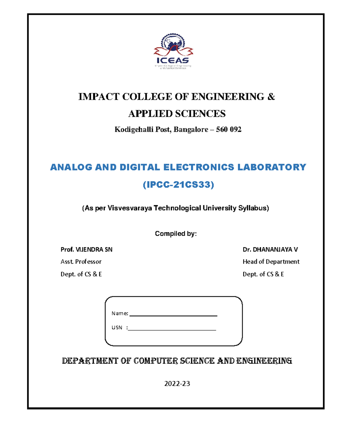 21CS33 ADE Lab Manual - Ade lab record - IMPACT COLLEGE OF ENGINEERING ...