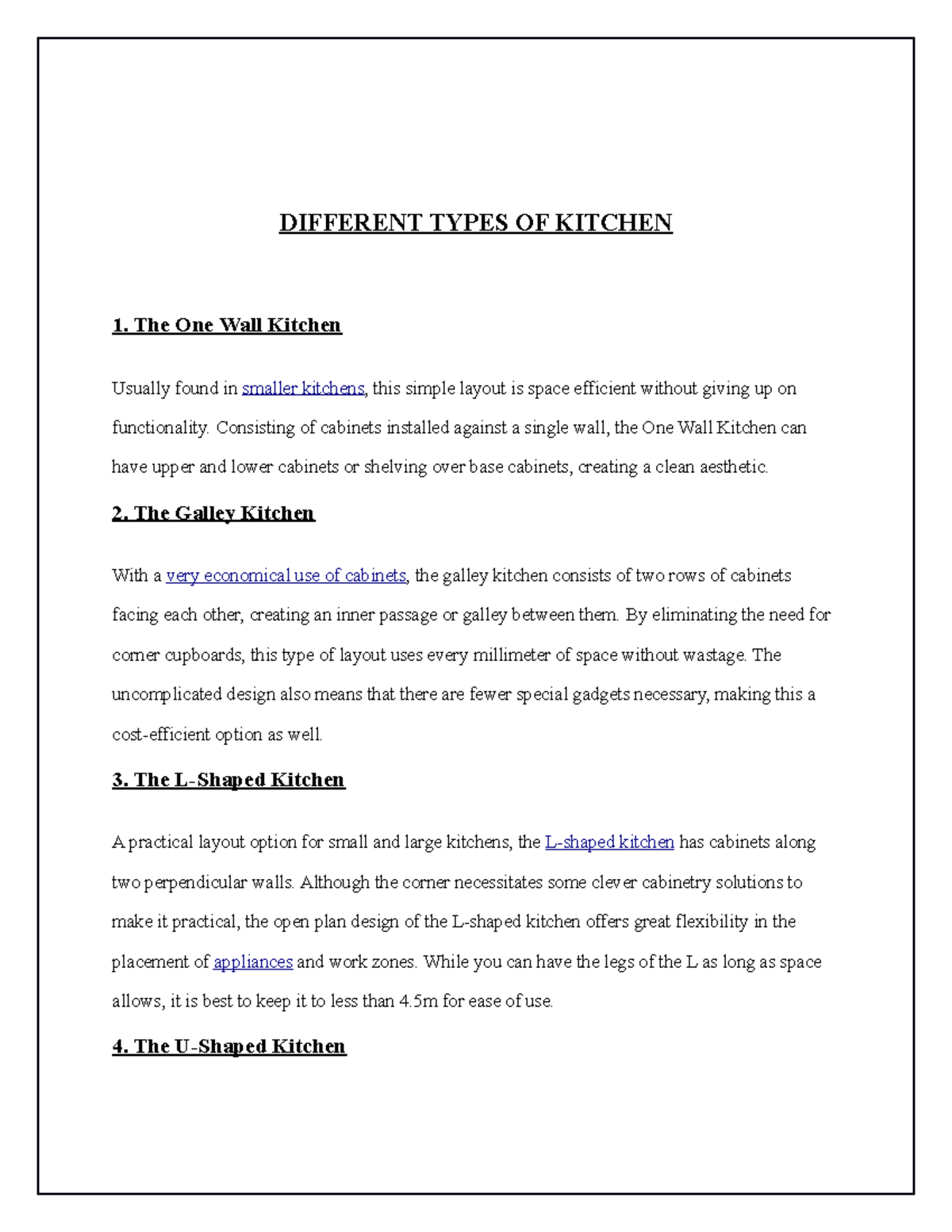 Types of kitchen - assignment based work - DIFFERENT TYPES OF KITCHEN 1 ...