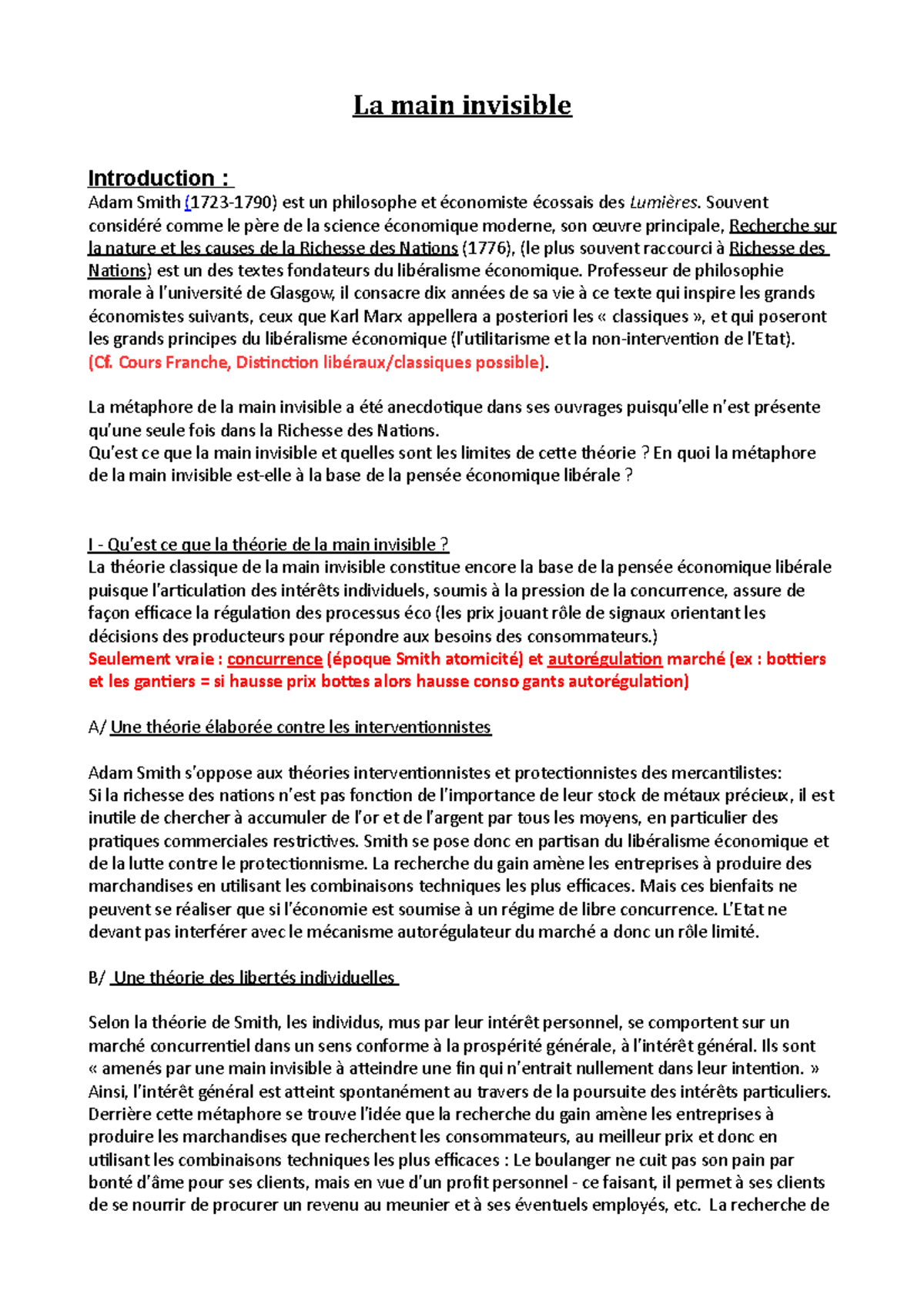 Main invisible - Cours de macro économie avancée - La main invisible ...