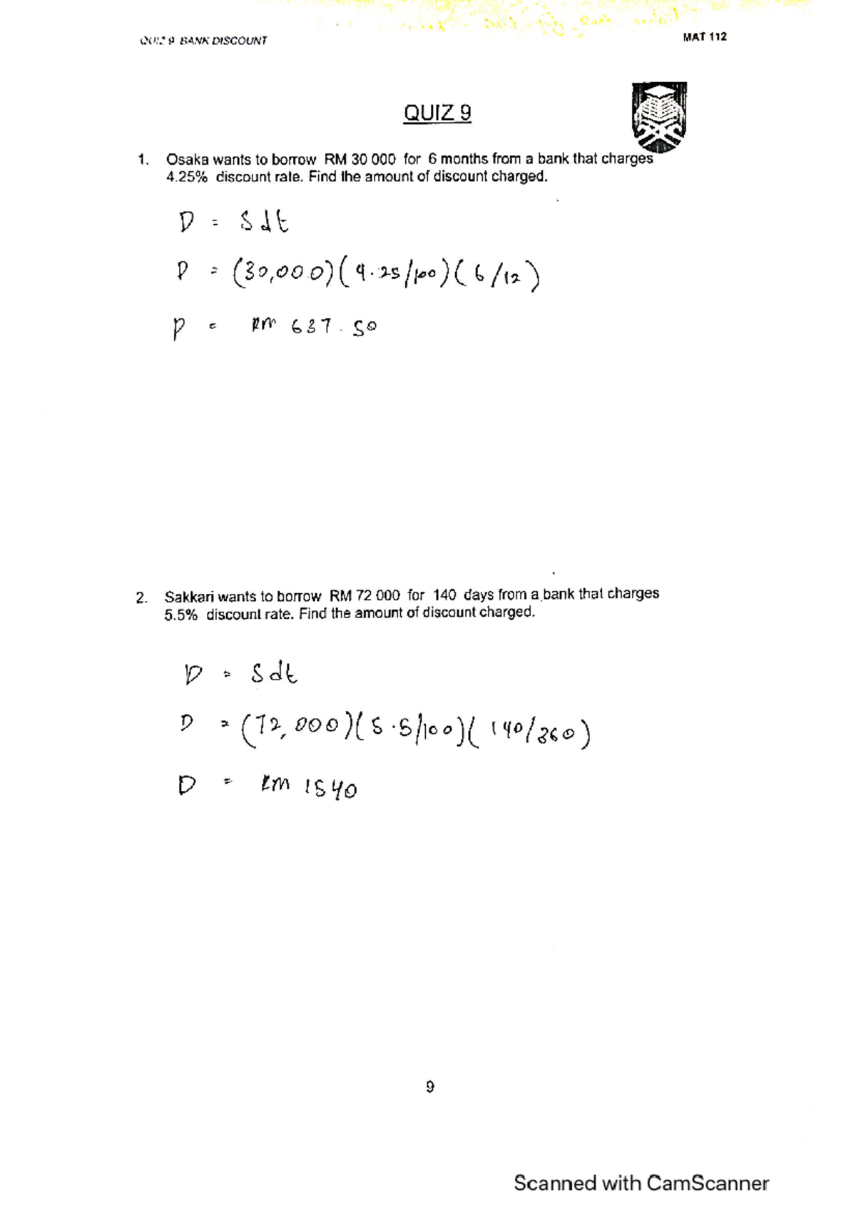 Week 2 practice work - Business Mathematic - Studocu