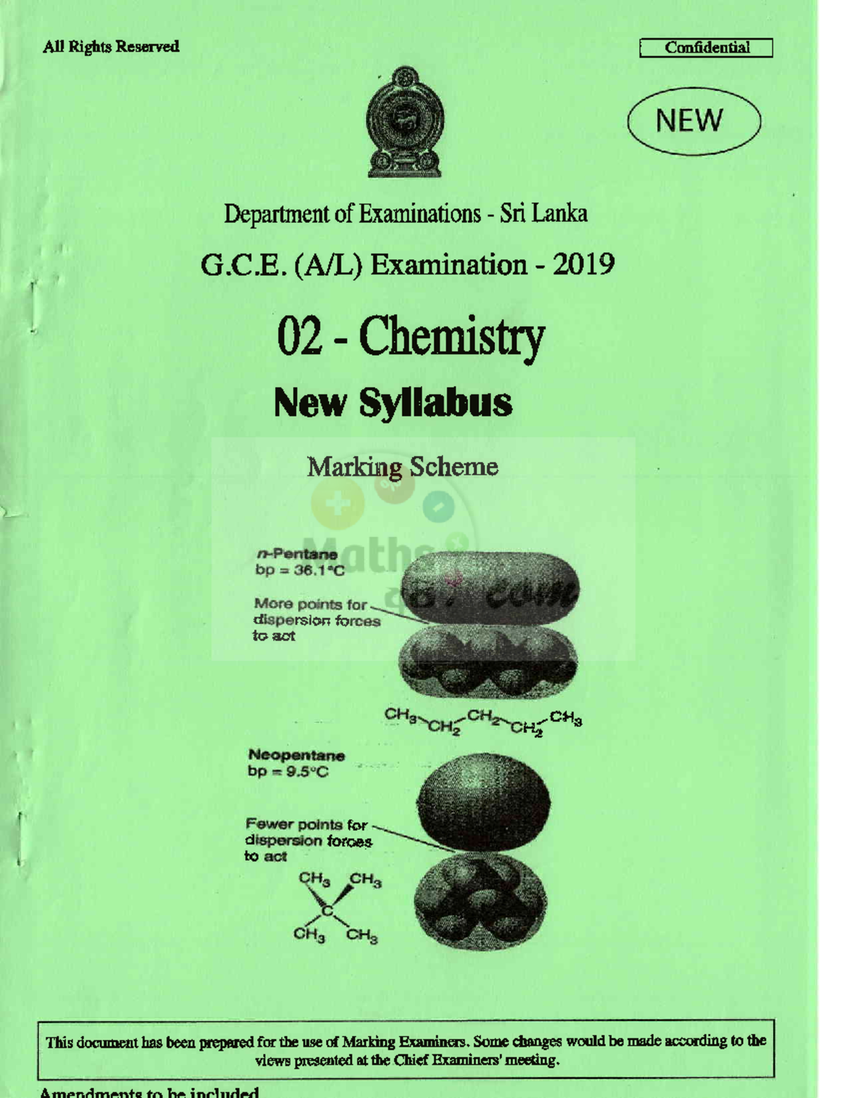Advanced Level Chemistry 2019 Marking Scheme - New Syllabus - English ...