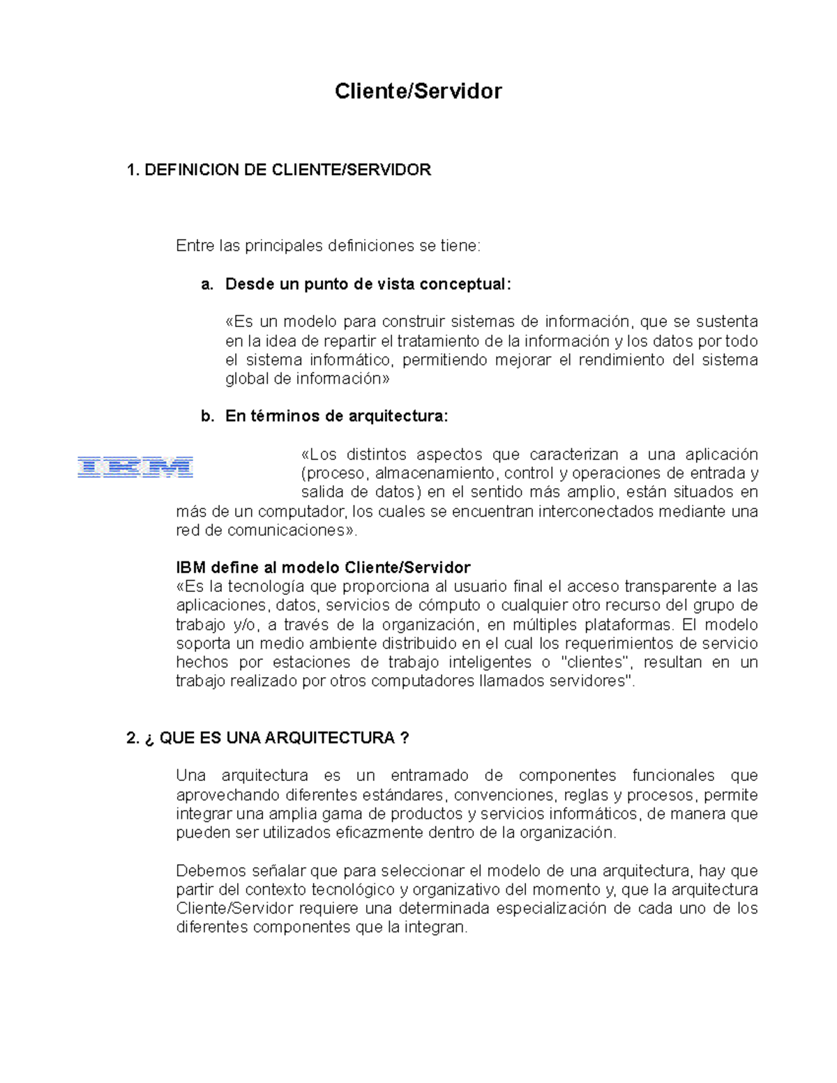 Cliente servidor - Cliente/Servidor 1. DEFINICION DE CLIENTE/SERVIDOR ...