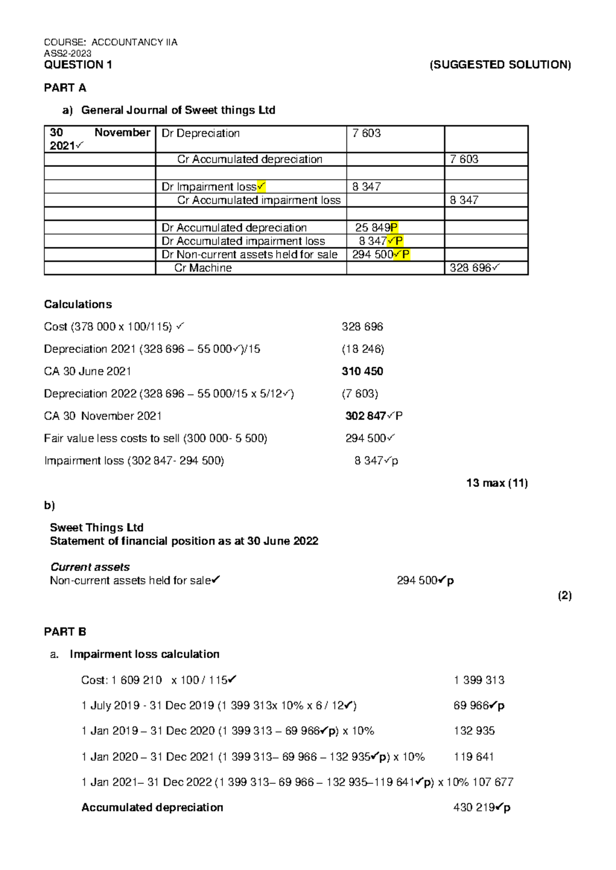 AO2-ACC2A-2023- Solution (002) Final - ASS2- 2023 QUESTION 1 (SUGGESTED ...