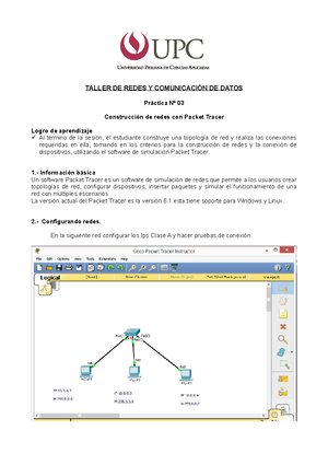 Lab 4 profe - laboratorio 4 redes - CURSO DE REDES Y COMUNICACIÓN DE DATOS Laboratorio Nº 04 ...