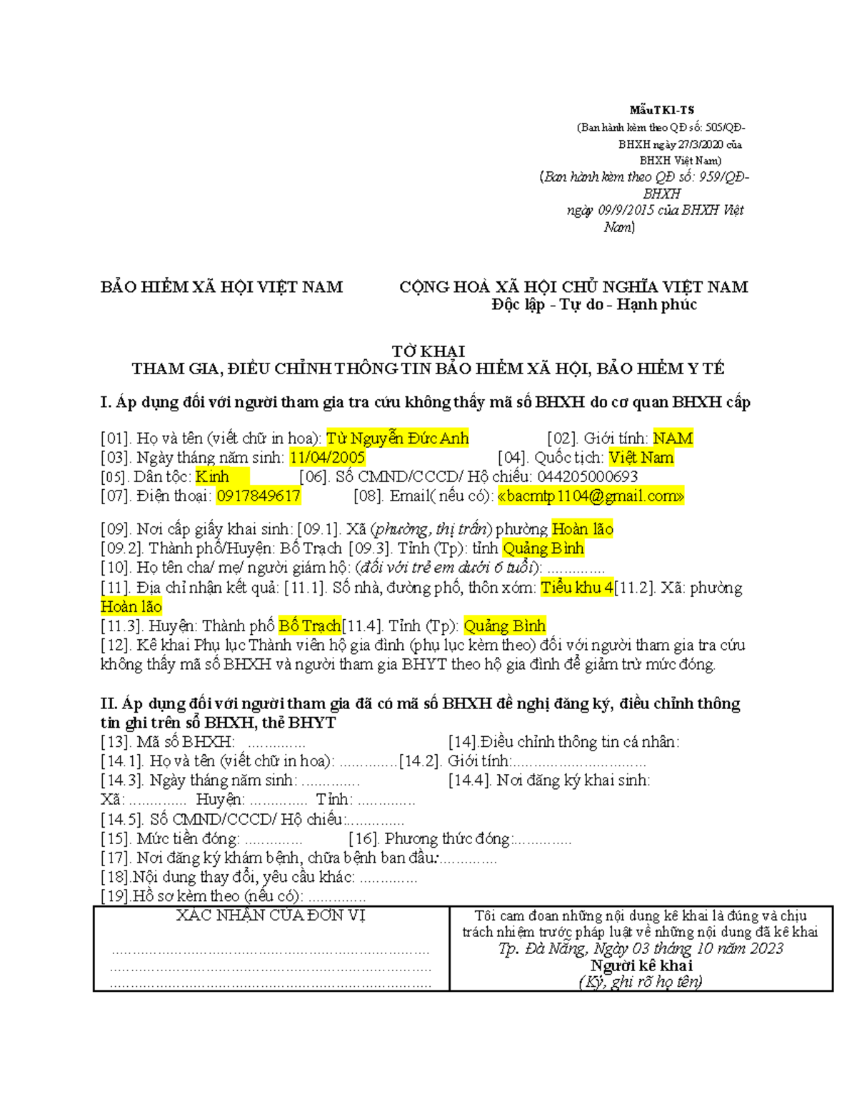 TK1-TS-595 - Mẫu điền - Mẫu TK1-TS (Ban hành kèm theo QĐ số: 505/QĐ ...