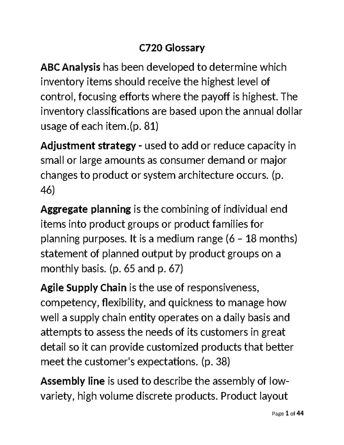 C720 Glossary - C720 Glossary ABC Analysis has been developed to ...