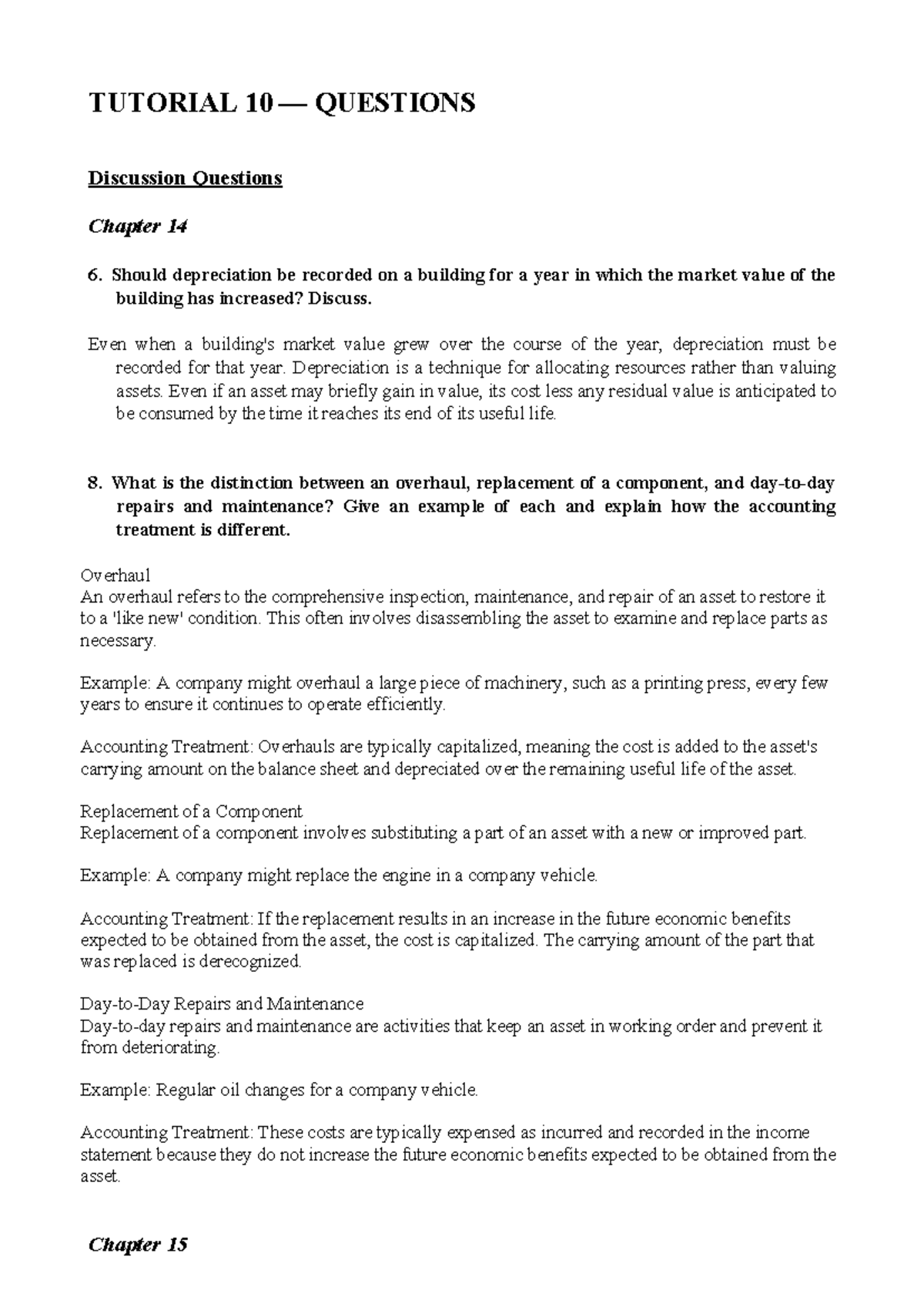 Tutorial 10 - Questions - TUTORIAL 10 — QUESTIONS Discussion Questions ...