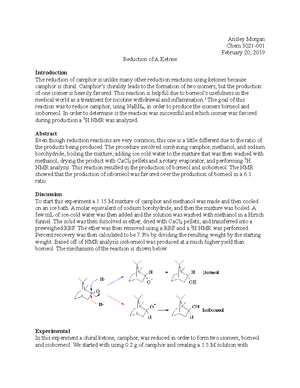 Aspirin Synthesis Lab Report - Ansley Morgan Chem March 30, 2019 ...