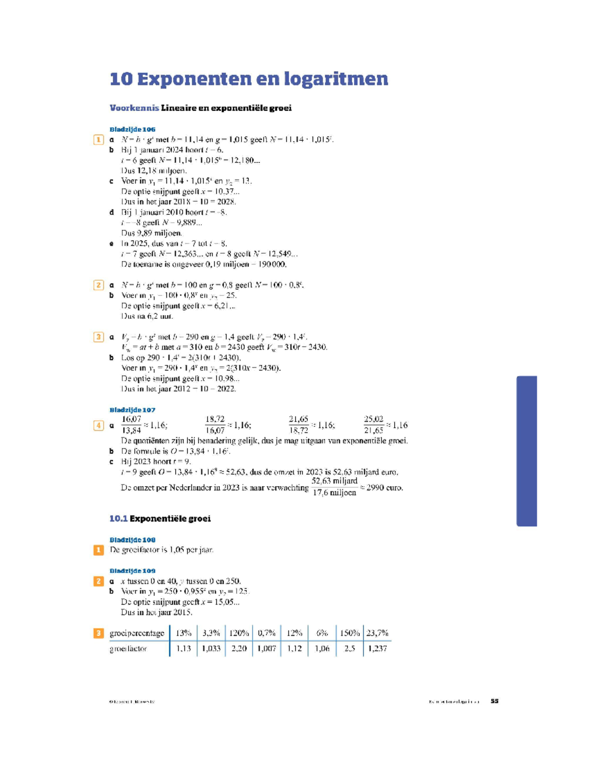 Uitwerkingen wi A H10 Exponenten en logaritmen - Wiskunde A - Studeersnel