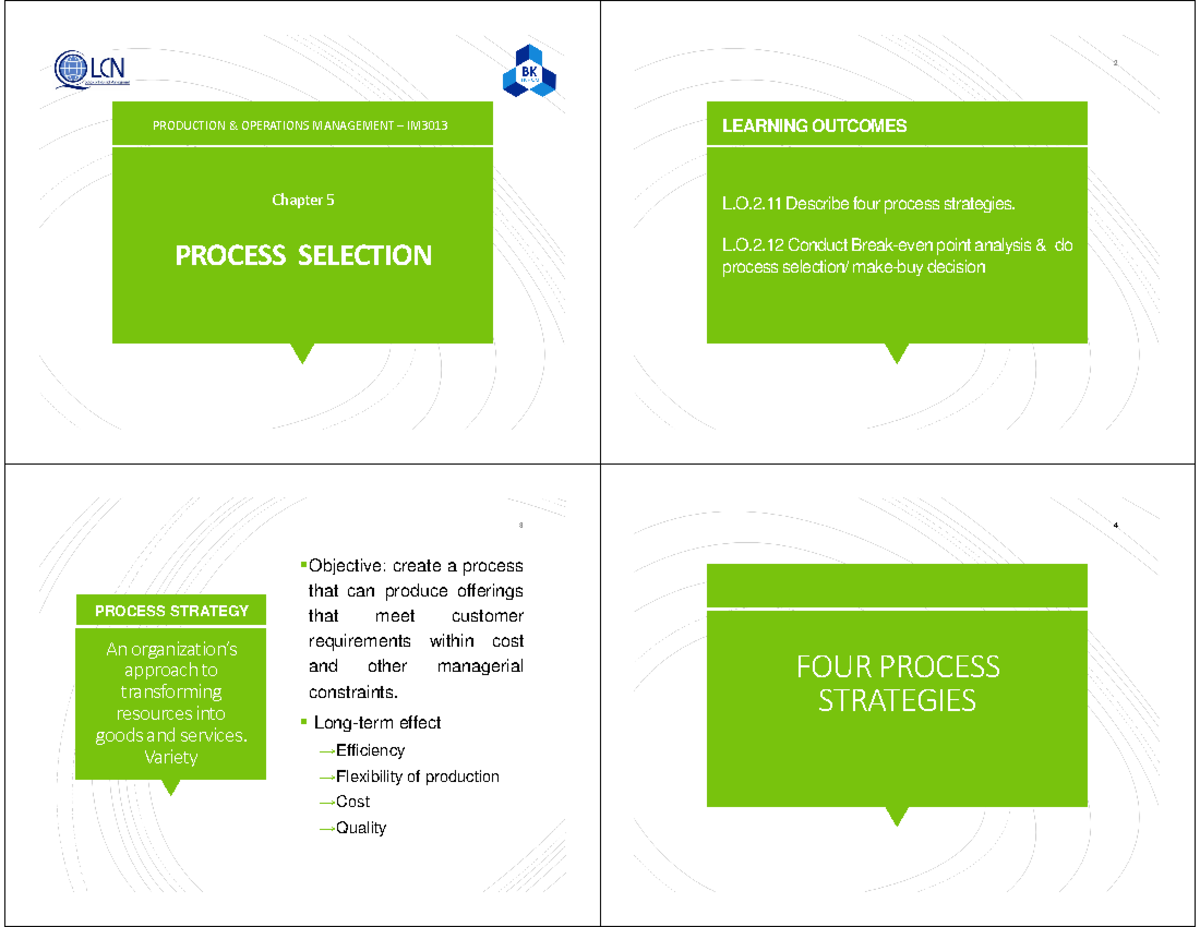 5. Chapter 5 - Process Selection - Chapter 5 PROCESS SELECTION ...