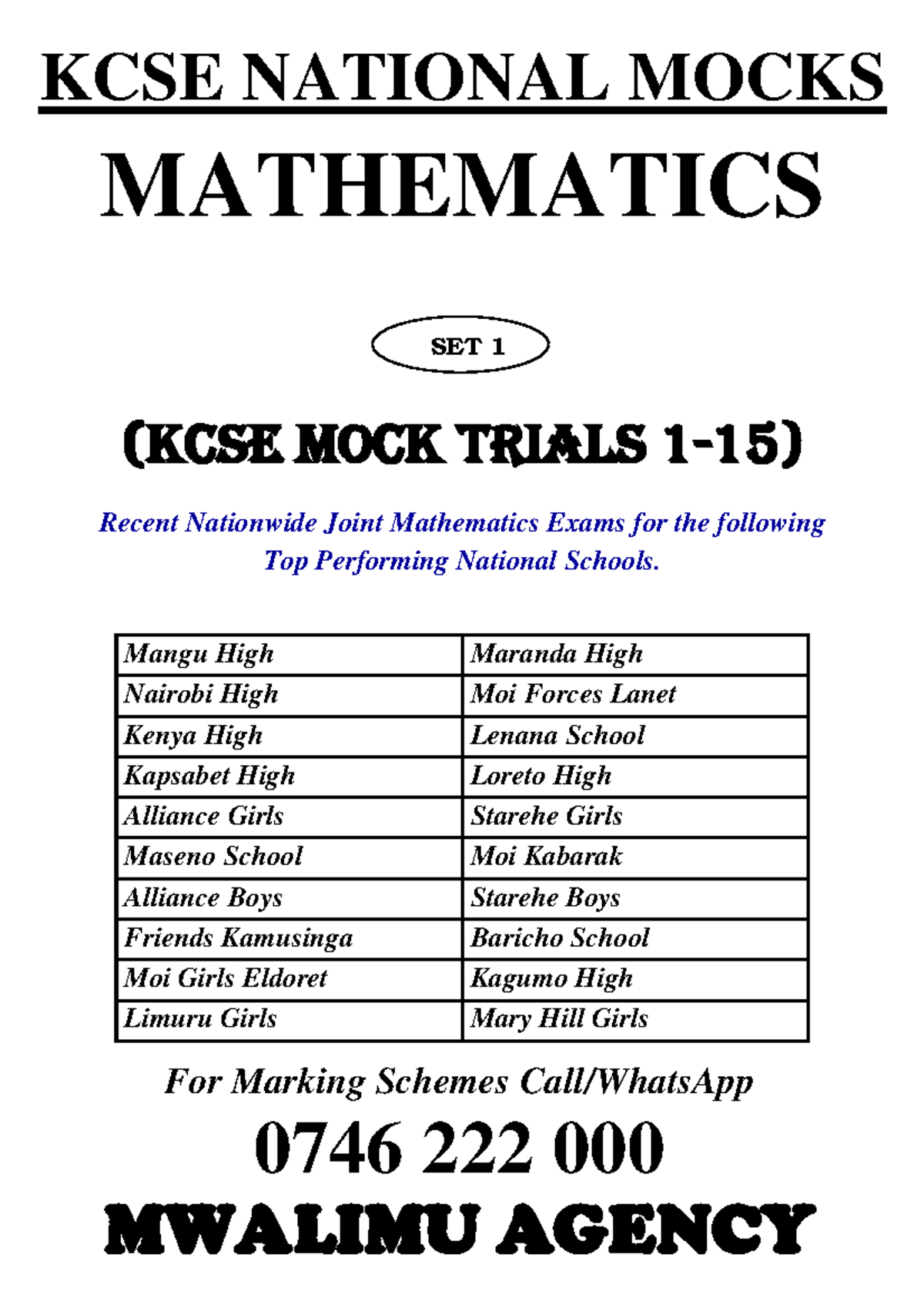 Maths NAT' Mocks S1 105224 - KCSE NATIONAL MOCKS MATHEMATICS (KCSE MOCK ...