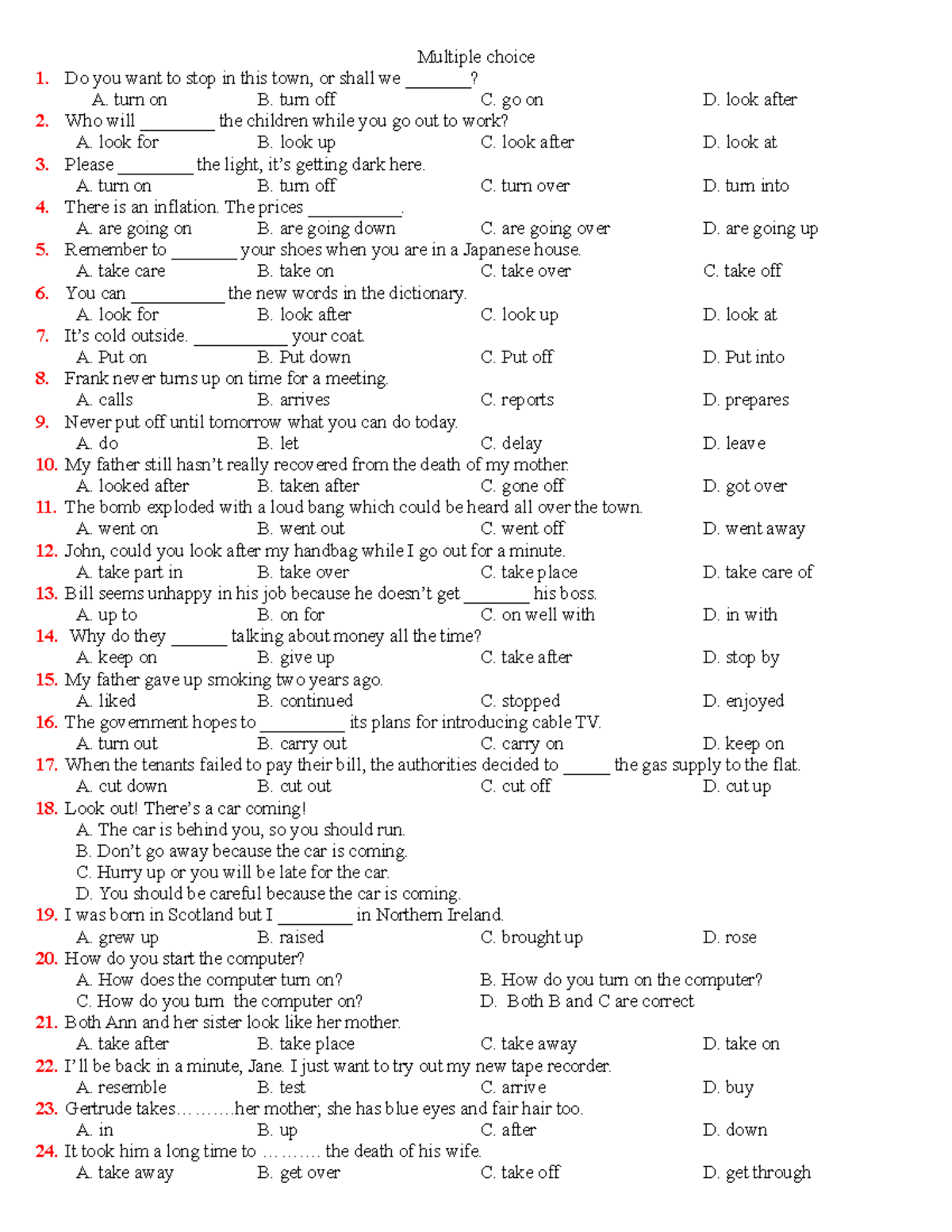 [123doc] - bai-tap-phrasal-verbs-tieng-anh-lop-12 - Multiple choice 1 ...