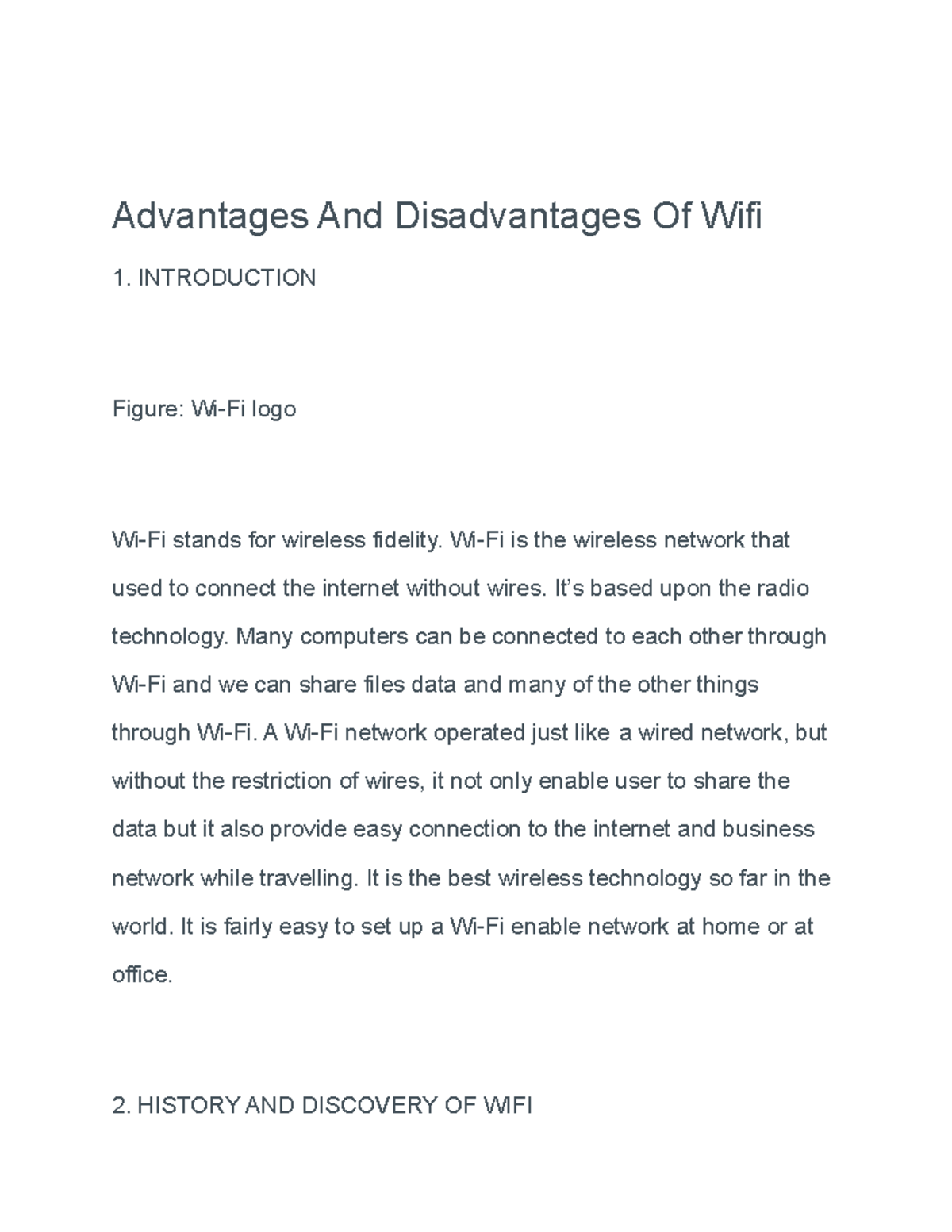 Advantages And Disadvantages Of Wifi - INTRODUCTION Figure: Wi-Fi logo ...