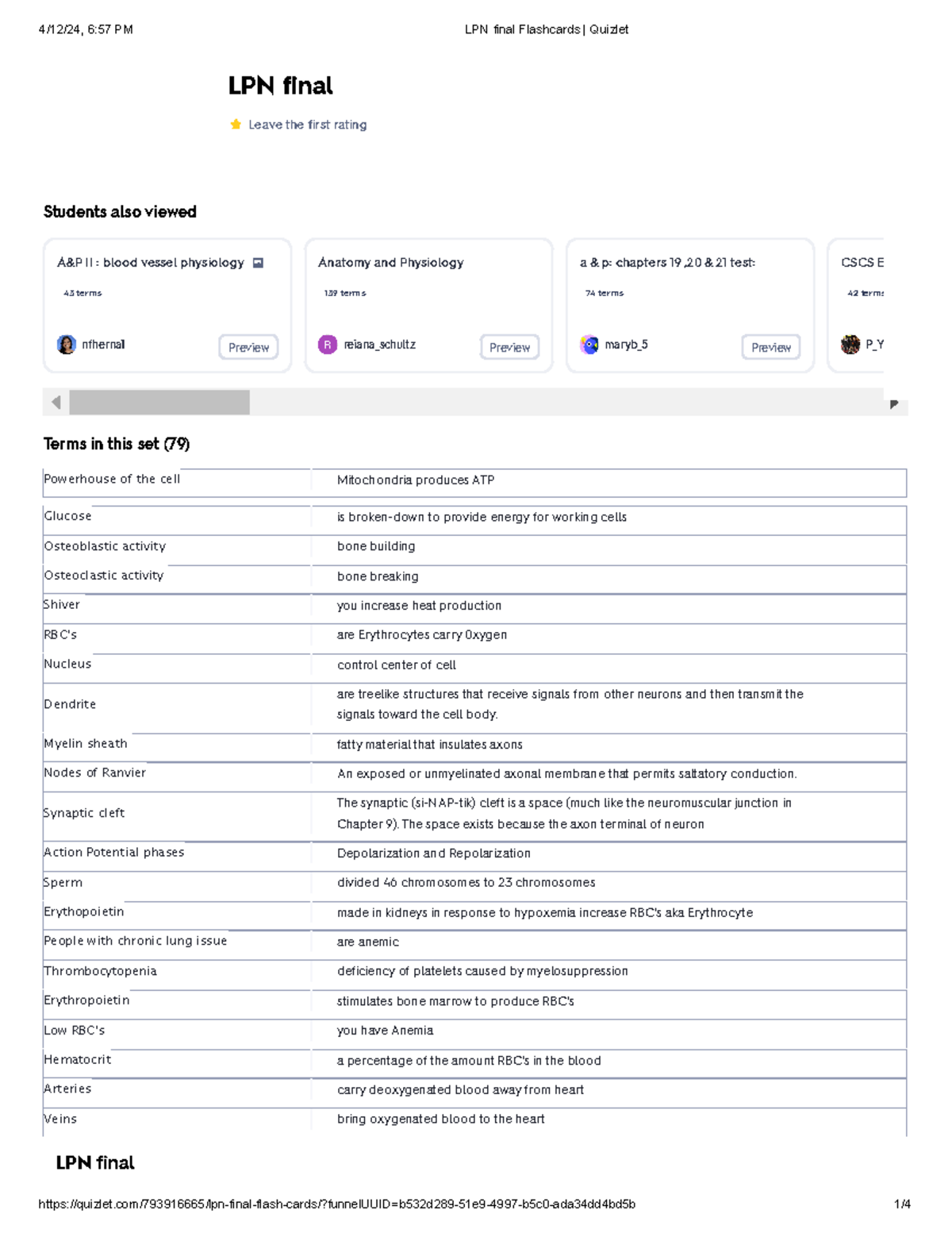 LPN final Flashcards Quizlet - LPN final Leave the first rating ...