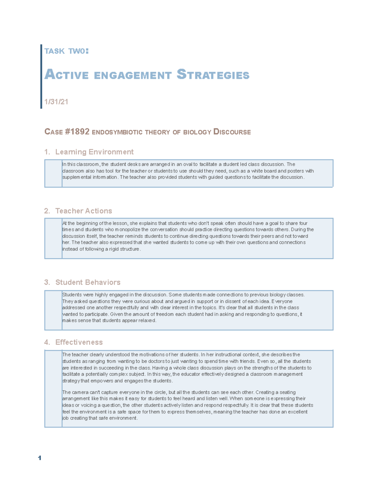 Task 2: Active Engagement Strategies - TASK TWO: ACTIVE ENGAGEMENT ...