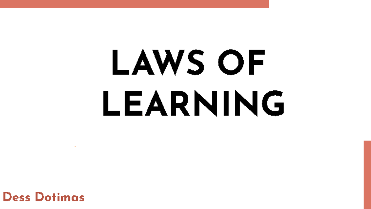 Laws-of-Learning - It is a lecture type of laws in education - LAWS OF ...