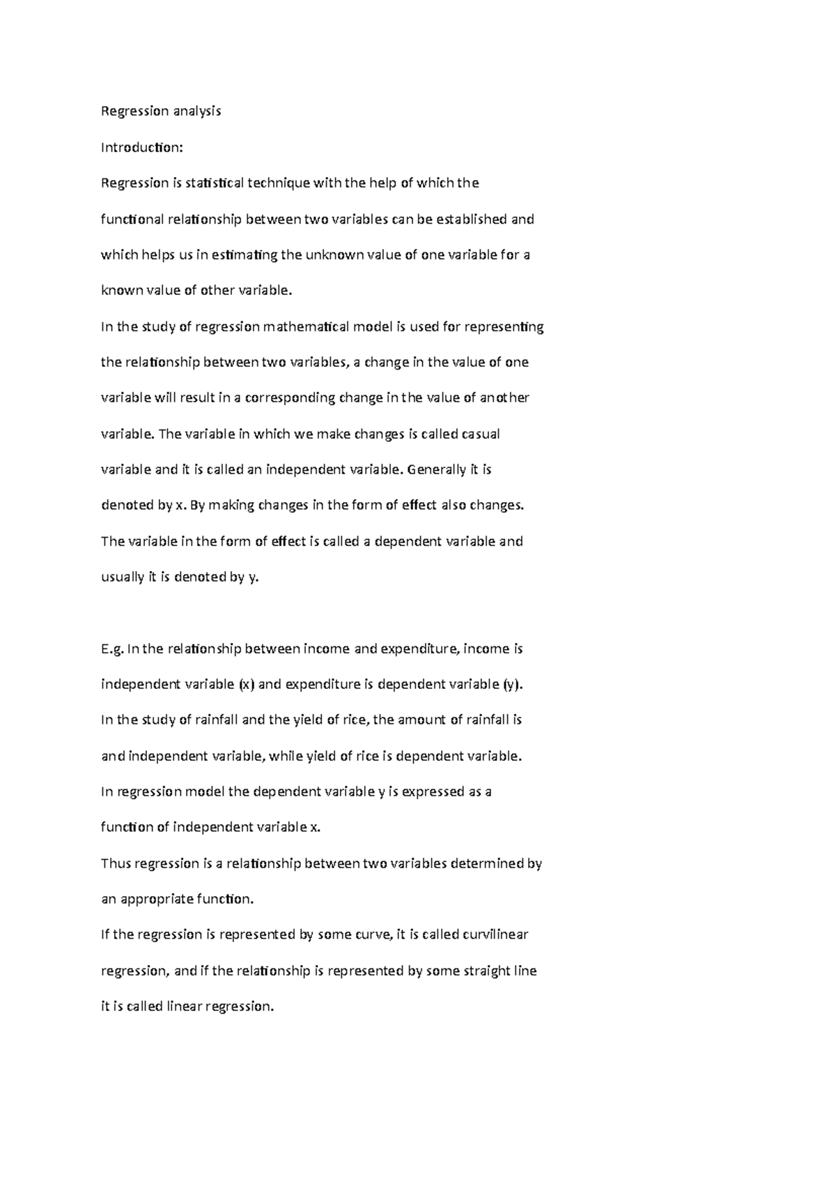 Regression Analysis Regression Analysis Introduction Regression Is Statistical Technique With