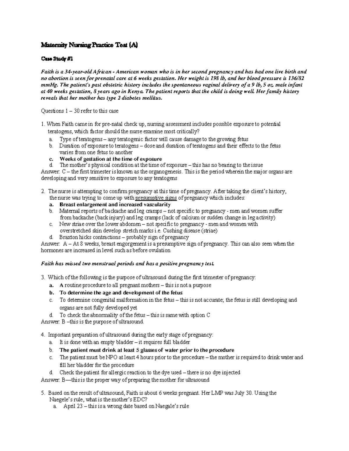 RPN - Maternity Nursing Practice Test (A) - Maternity Nursing Practice ...