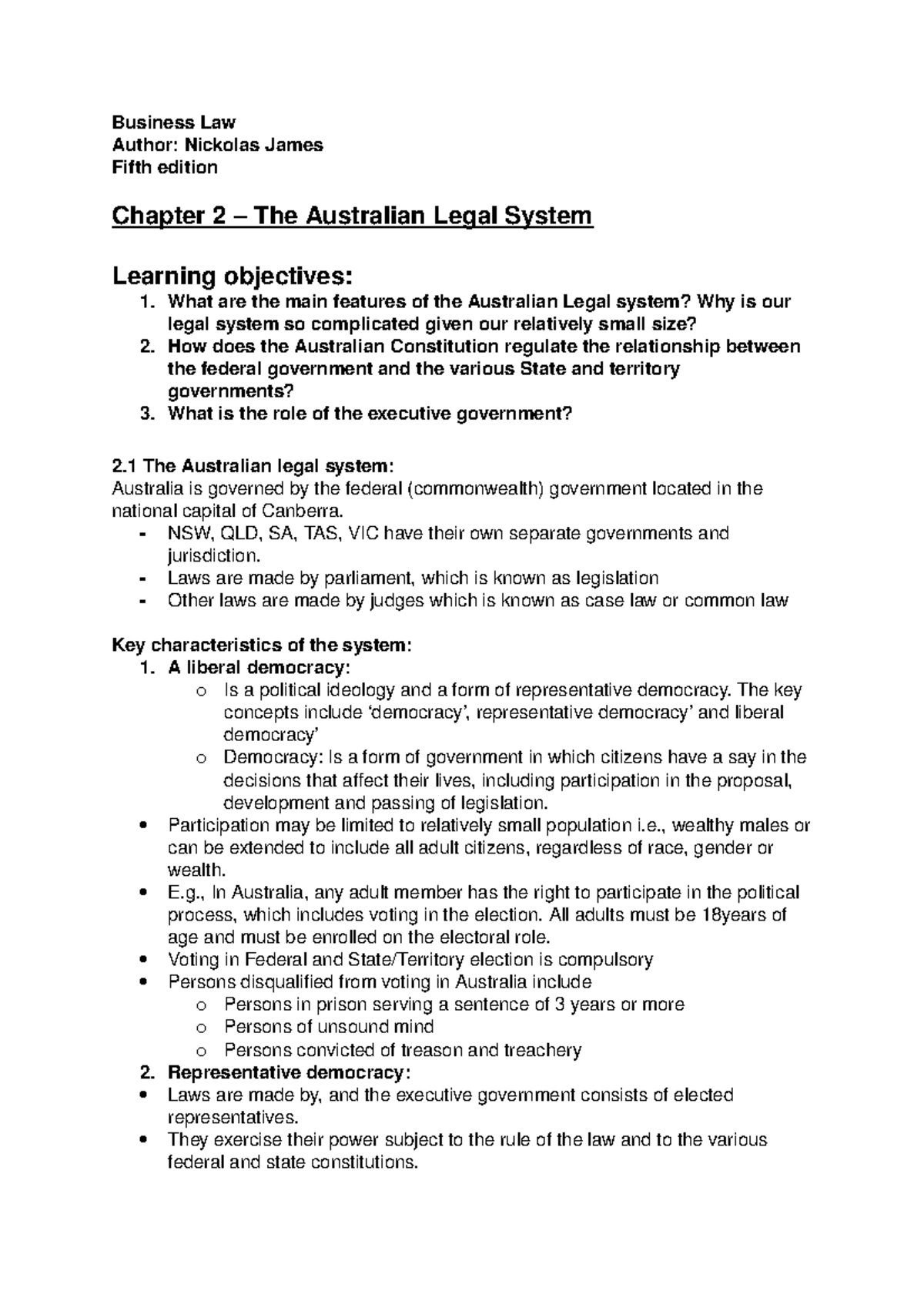 Chapter 2 – The Australian Legal System - LAW 2497/2477 - RMIT ...