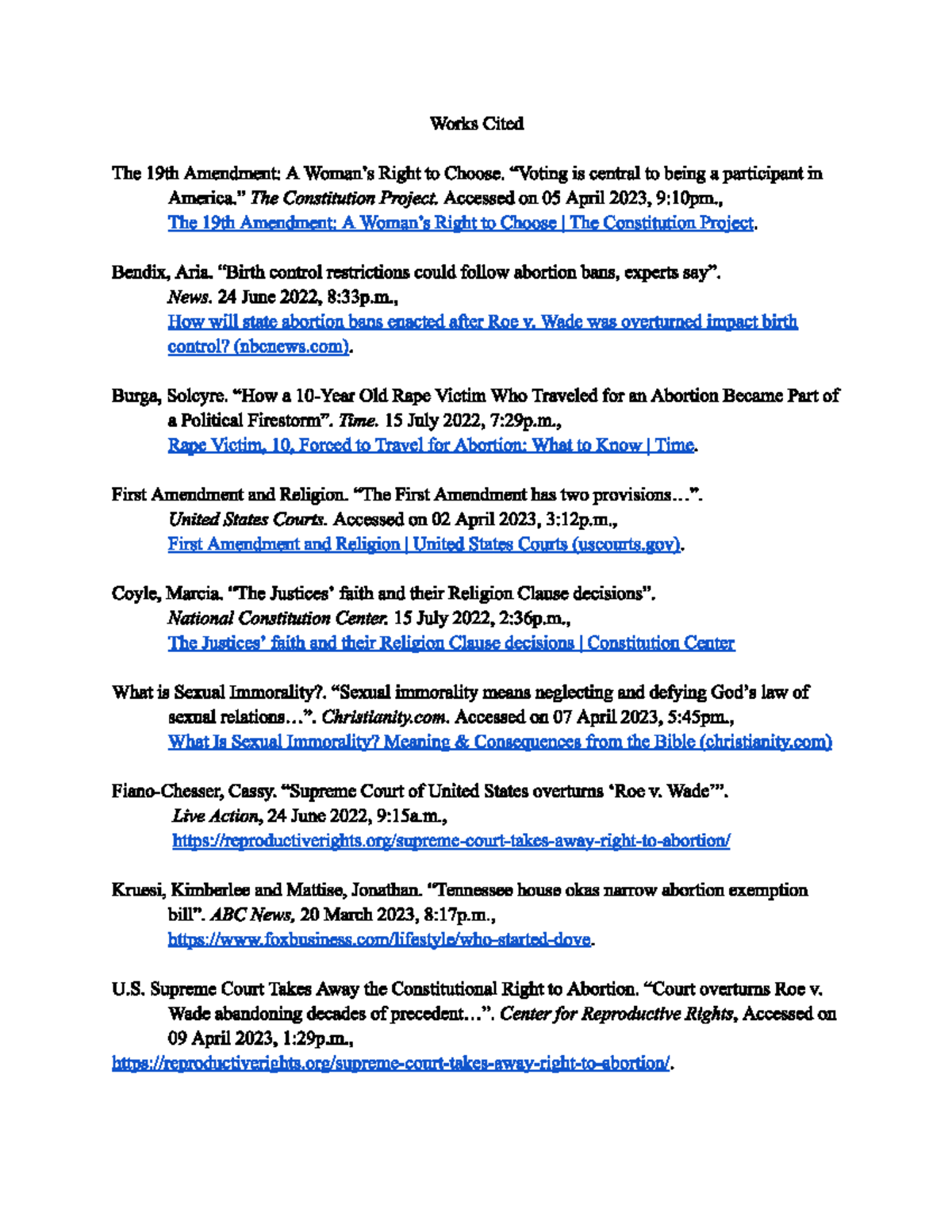 Works Cited Page - ENGL 1020 - Studocu