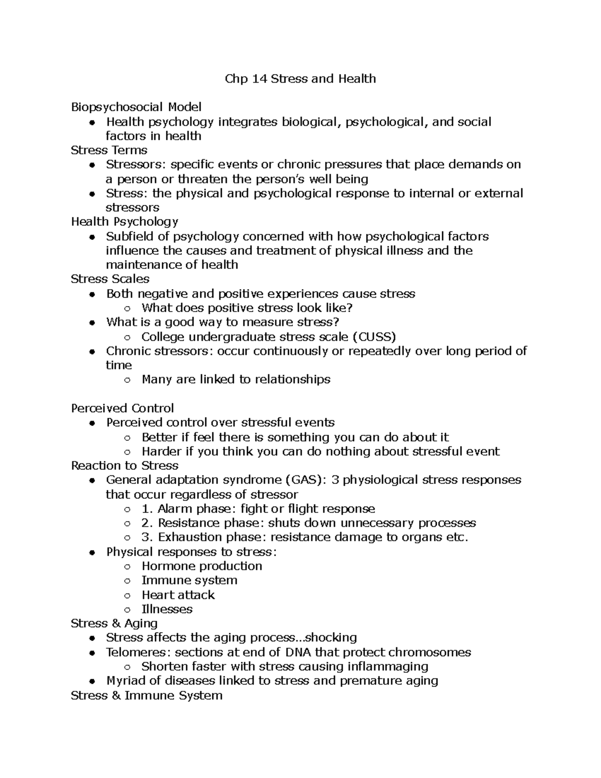 Psych Chp 14-Stress and Health - Chp 14 Stress and Health ...