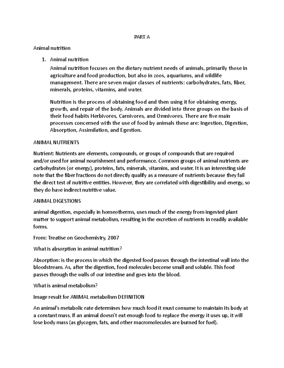 PART A - Animal Production is the technology applied to the keeping of ...