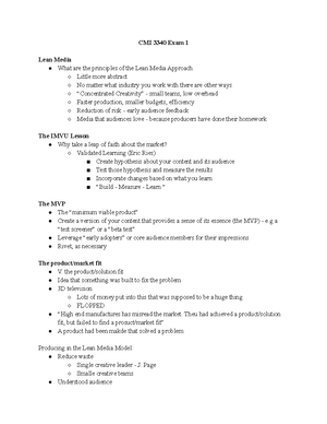 CMI 3340 - Exam 2 - Exam 2 study guide - Dec. 7 from 7:30a-10a Through ...