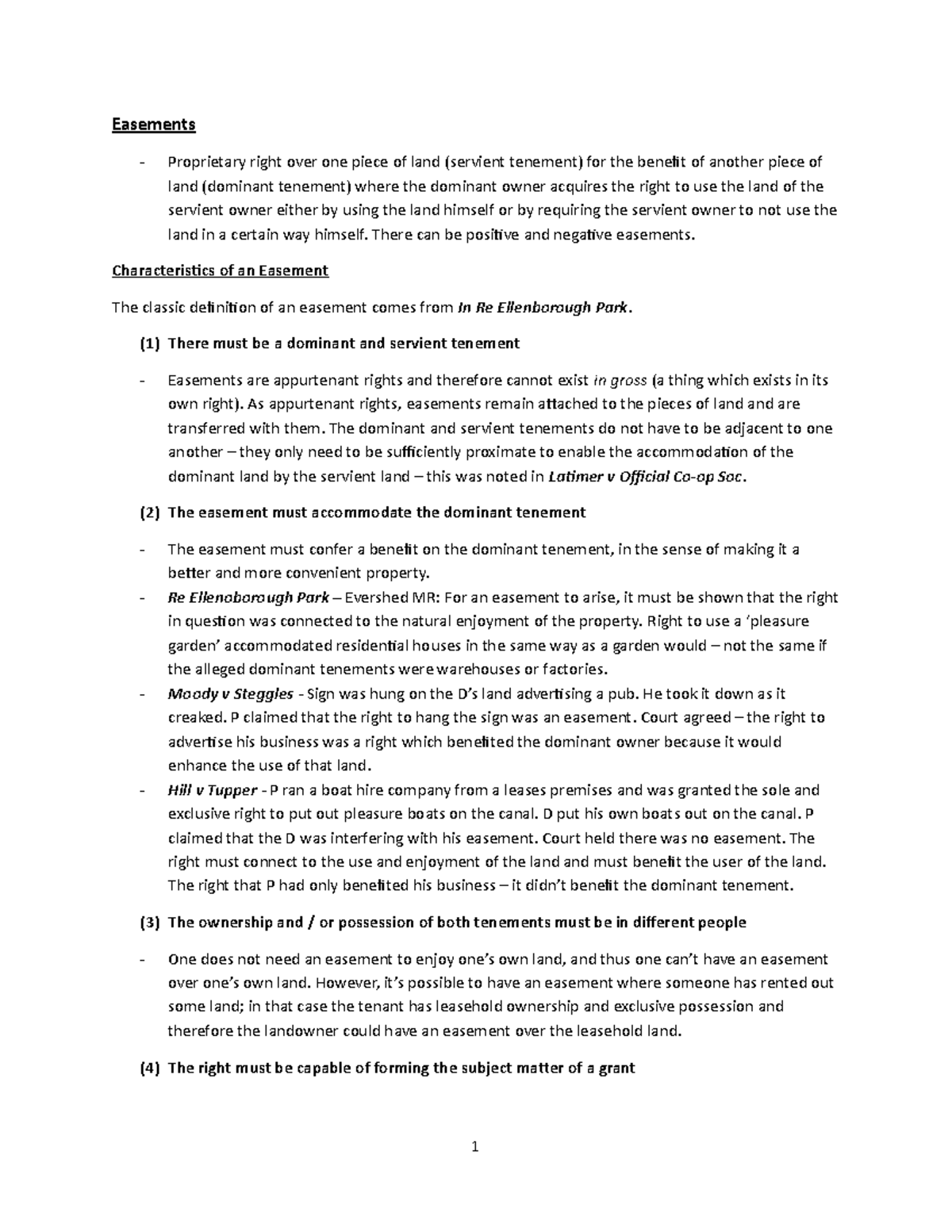 Easements - Easements - Proprietary right over one piece of land ...