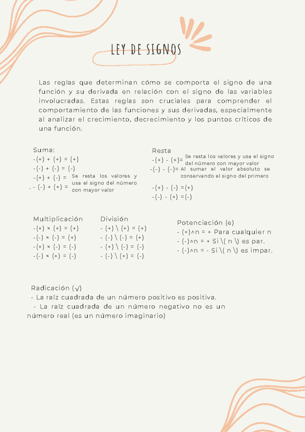 Ley de signos - Distinto tipos de leyes - ley de signos Las reglas que ...