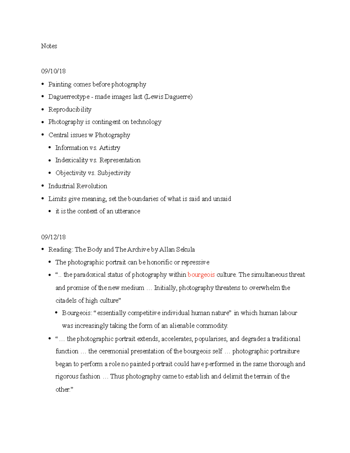 Photography and the Visual Archive Notes - Notes 09/10/ • Painting ...