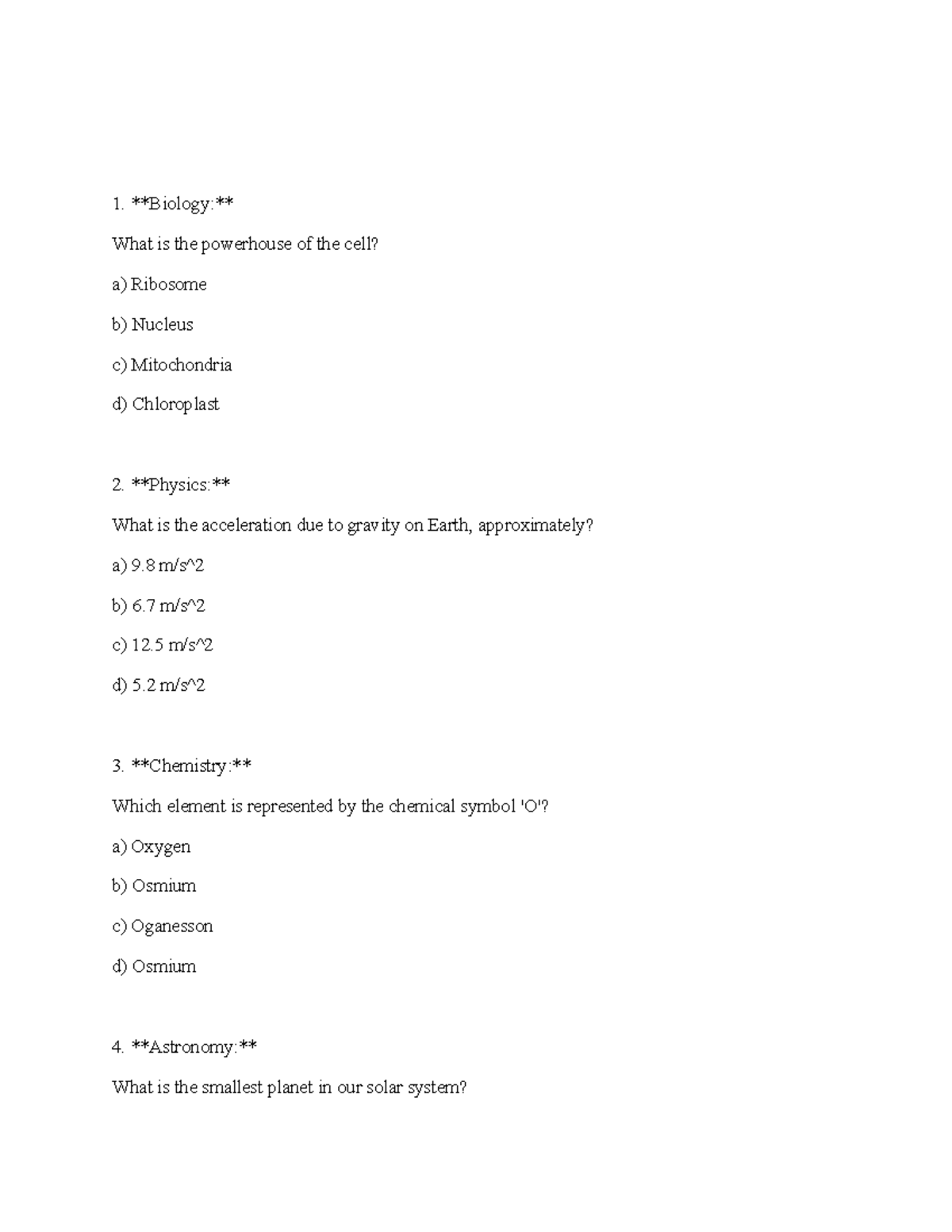 Science Quiz Test Your Knowledge.edited - Biology: What is the ...
