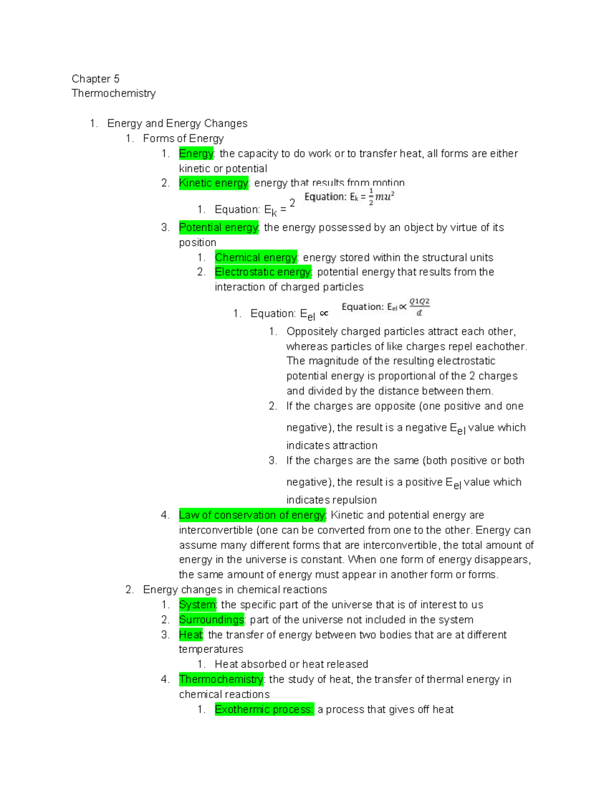 Chapter 5 Thermochemistry - Chapter 5 Thermochemistry Energy and Energy ...