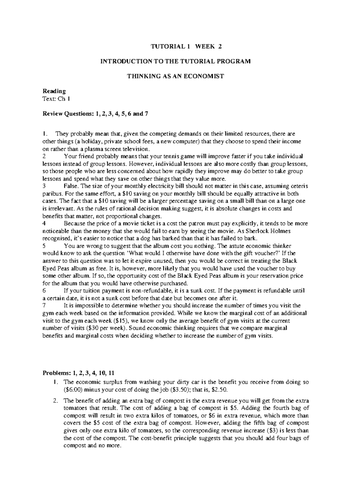 Tutorial 1 - Tutorial work - TUTORIAL 1 WEEK 2 INTRODUCTION TO THE ...