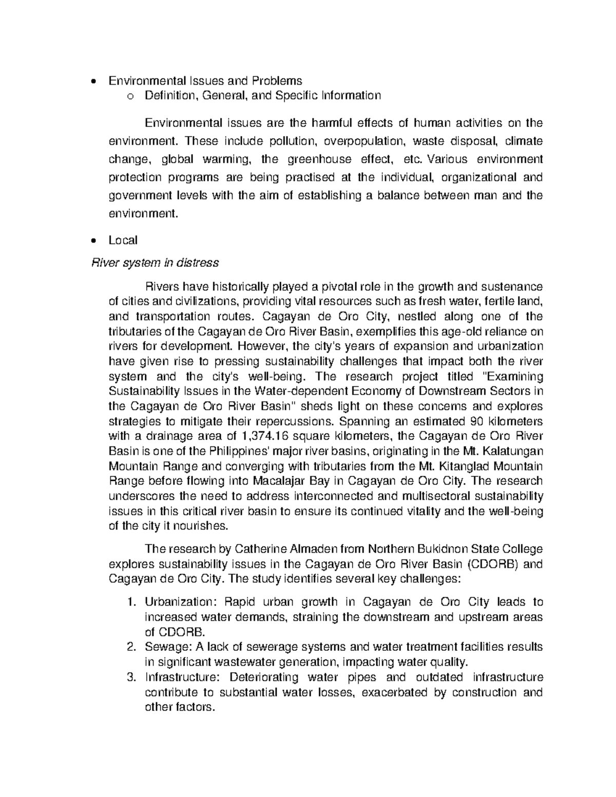 Environmental Protection - Environmental Issues and Problems o ...