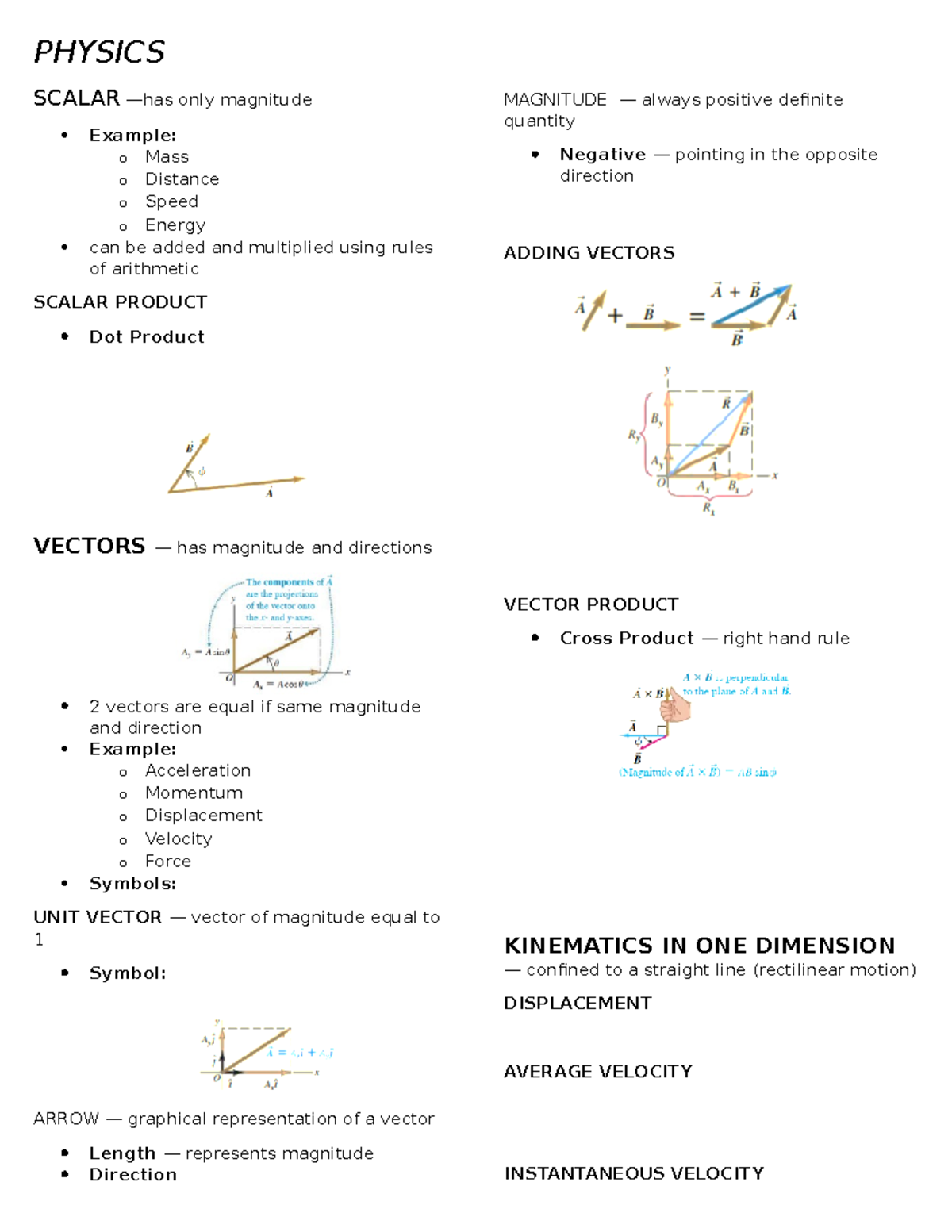 Basphys - PHYSICS SCALAR —has only magnitude Example: o Mass o Distance ...