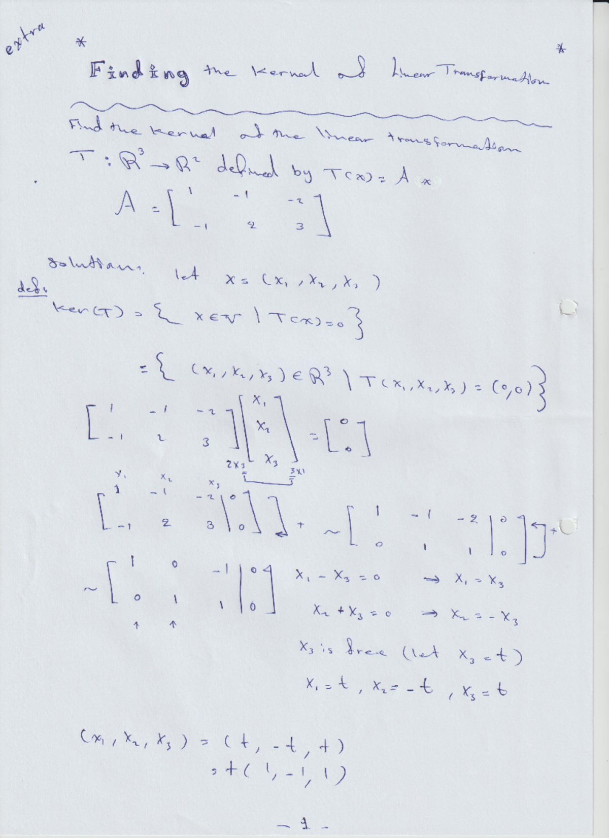 LACH6EX - Linear algebra - extra Finding the Kernal and Linear ...