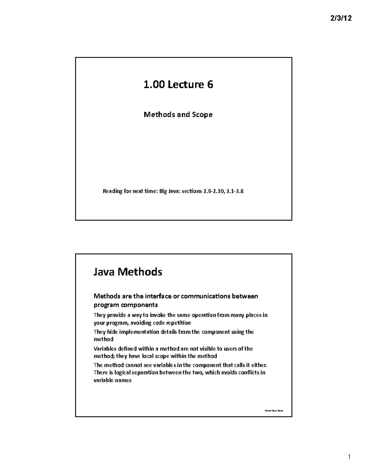 Method And Scope Final 1 Java Methods Methods Are The Interface Or