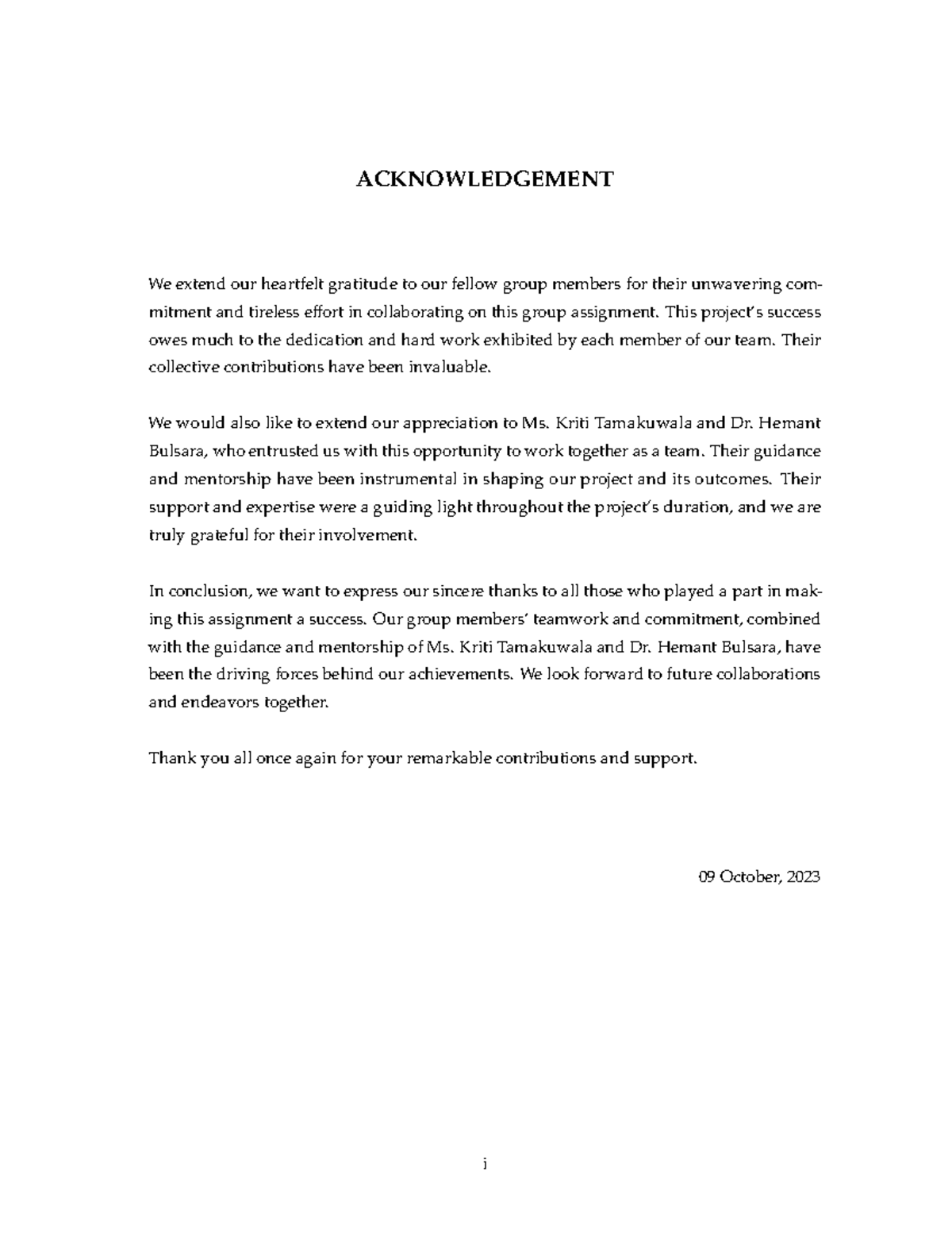 CSR (Corporate social responsibility) - ACKNOWLEDGEMENT We extend our ...