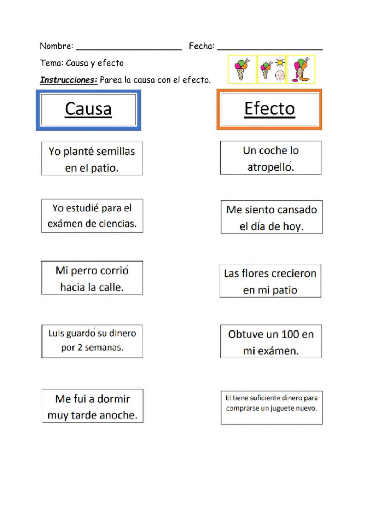 FICH Causa Y Efecto - Lenguaje Y Comunicación - Studocu