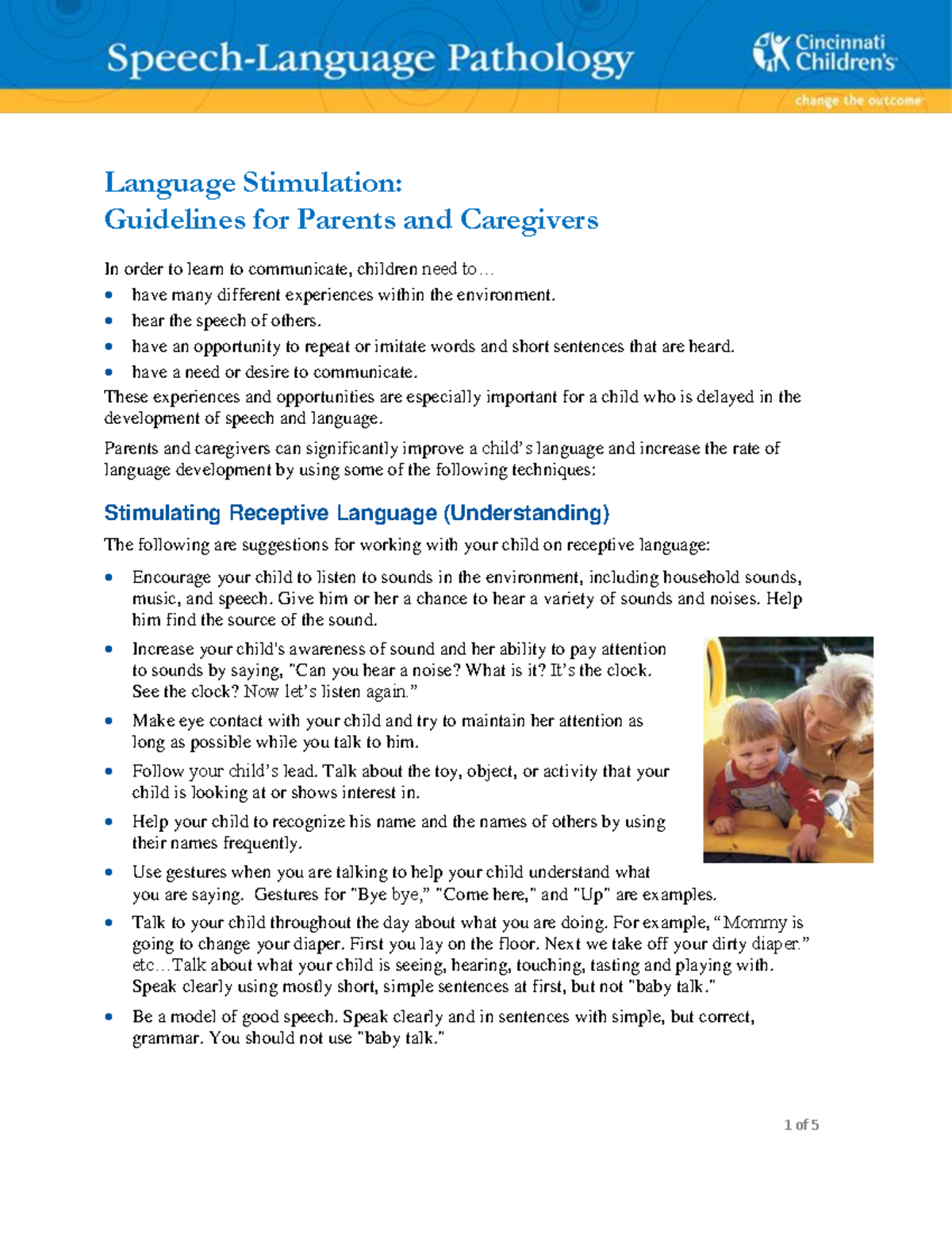 Handouts lang stim guidelines PDF - Language Stimulation: Guidelines ...