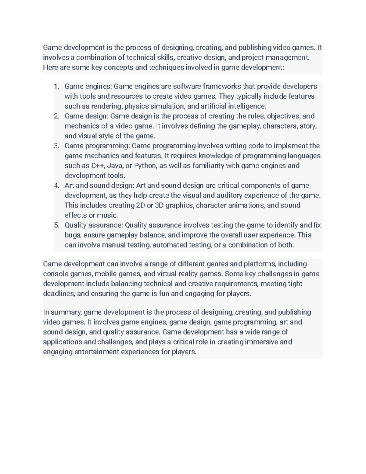 Game Development - It involves a combination of technical skills ...