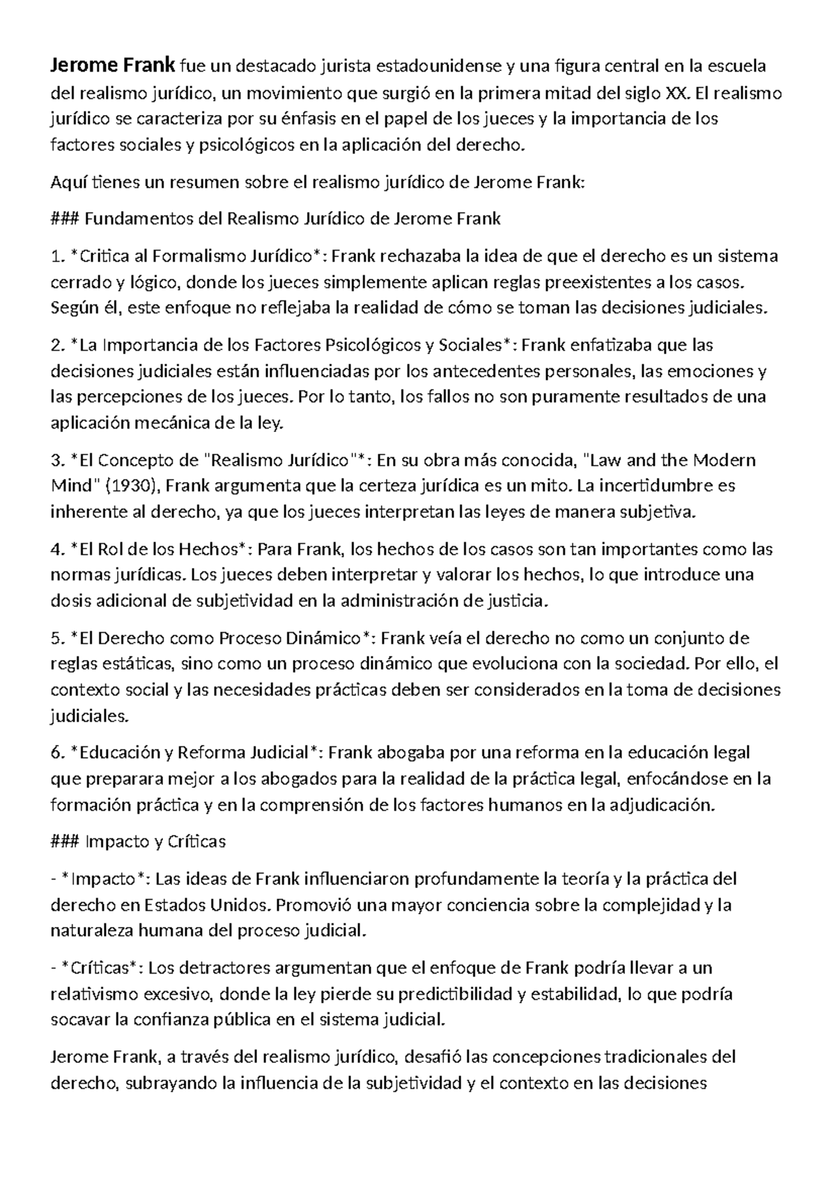Realismo jurídico - Jerome Frank fue un destacado jurista ...