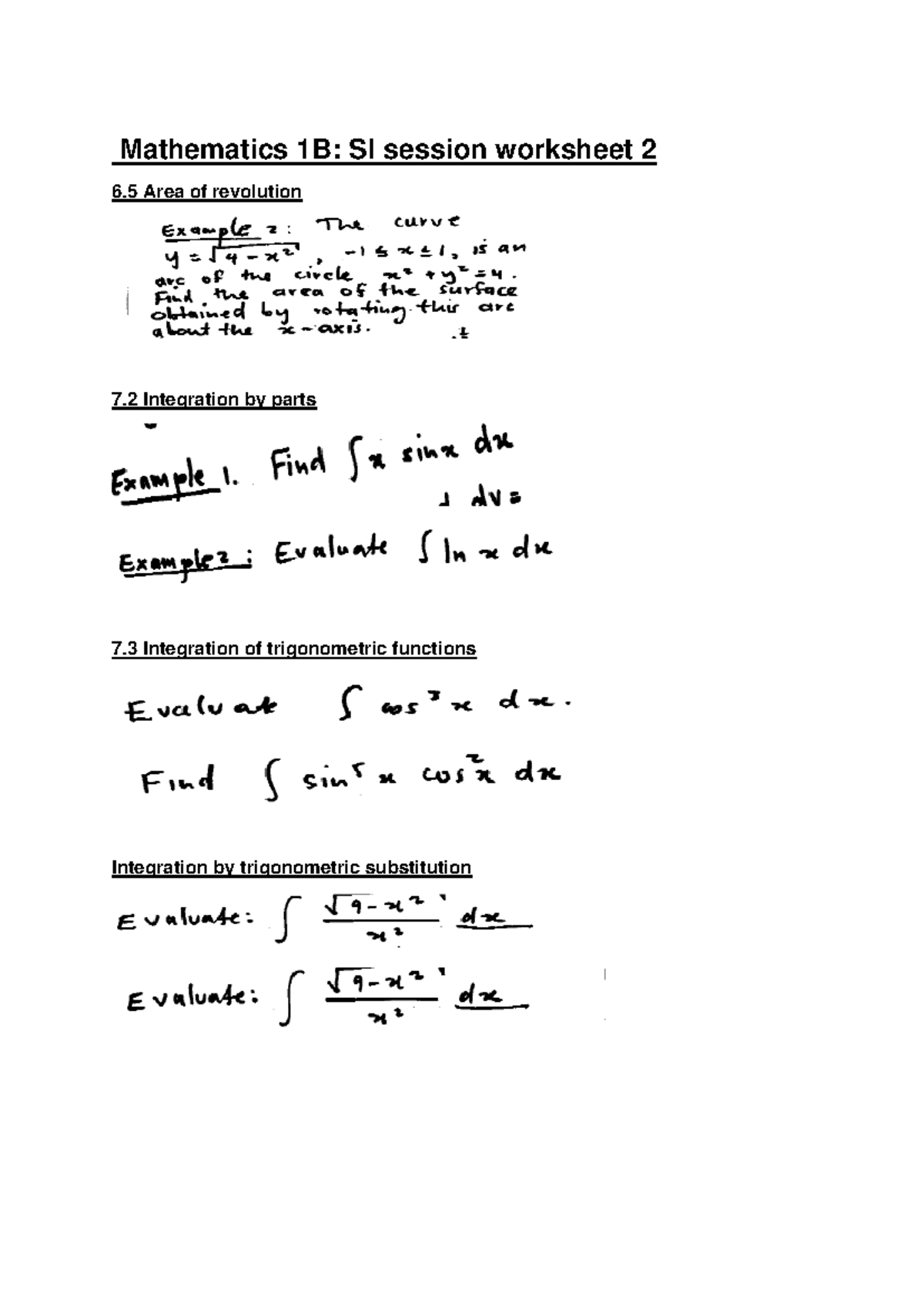 SI Session worksheet 2 - do it - ENEL3DS - Mathematics 1B: SI session ...