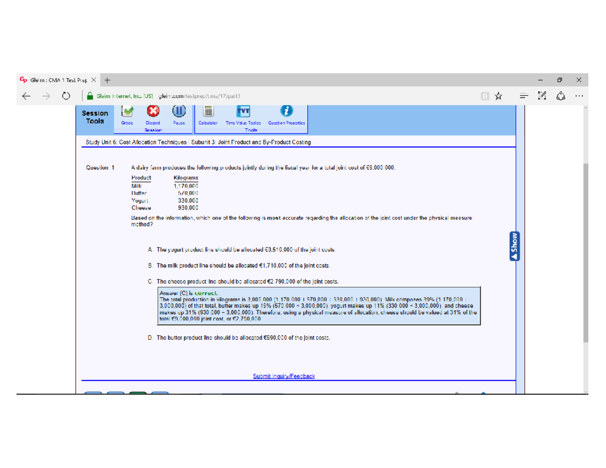 2 Gleim Questions 2021 Unit 6 Q & answers - CMA - Studocu