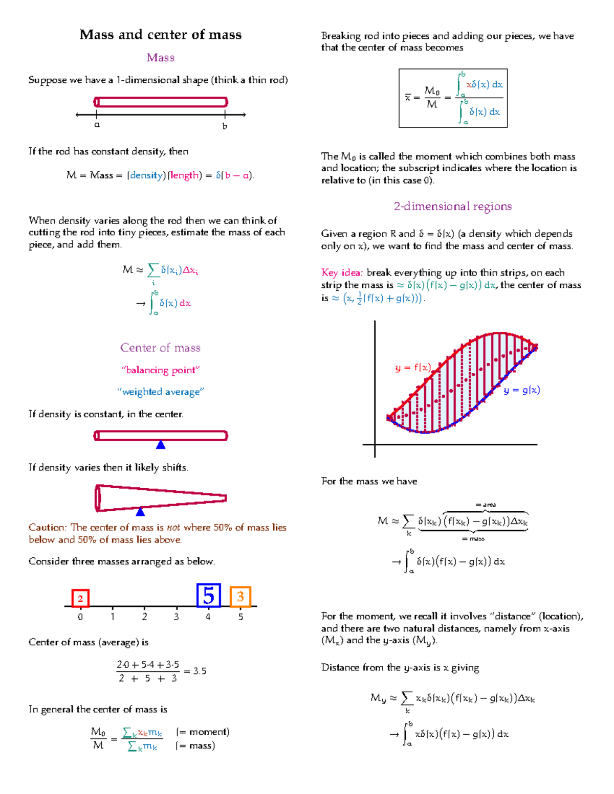 06 guide - Notes for Exam 1 - Mass and center of mass Mass Suppose we ...
