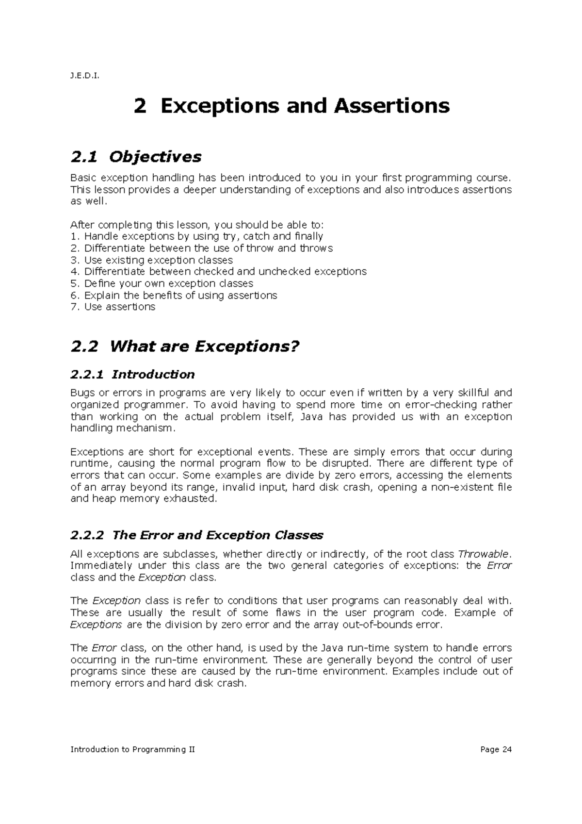 Part Two Introduction To Programming 2 2 Exceptions And Assertions 2