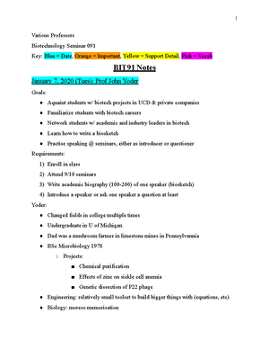 Biotechnology UCD - Biological Science 15 BIS 002A Introduction to ...