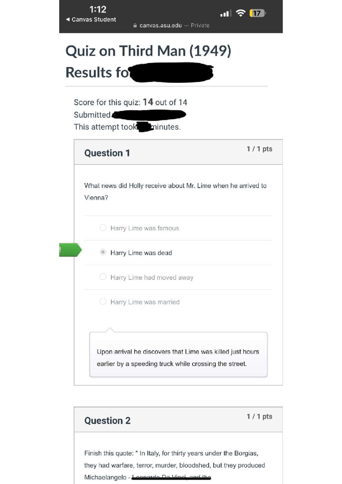 Third Man (1949) Quiz 14/14 - PUP 200 - Studocu